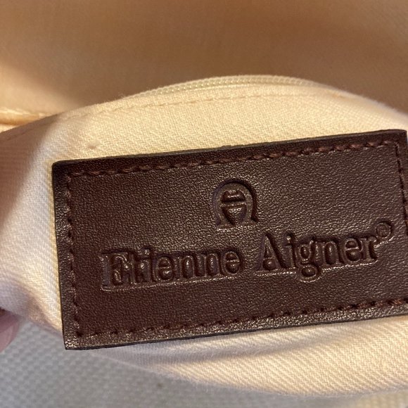 Etienne Aigner | Bags | Etienne Aigner Linen And Leather Shoulder Bag ...